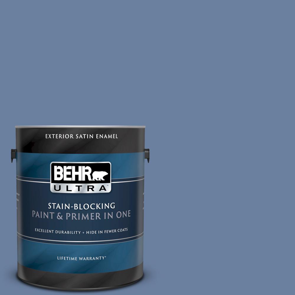 BEHR ULTRA 1 gal. #S530-5 Brisk Blue Satin Enamel Exterior Paint and ...