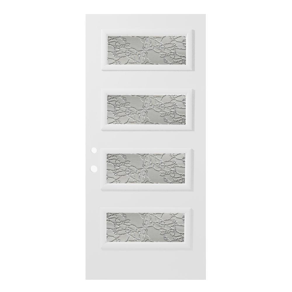 Stanley Doors 36 in. x 80 in. Lorraine Delta Satin 4 Lite Painted White ...