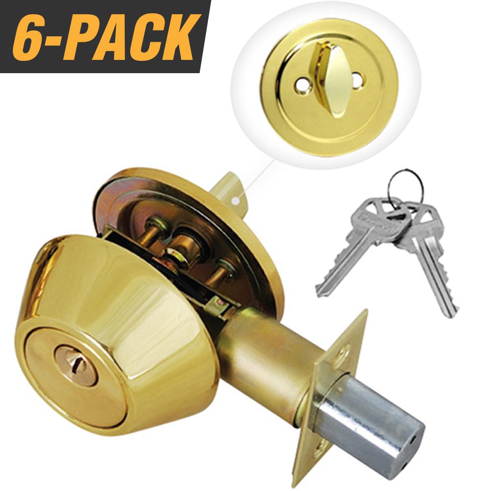 Premier Lock Solid Brass Entry Door Lock Single Cylinder Deadbolt with ...