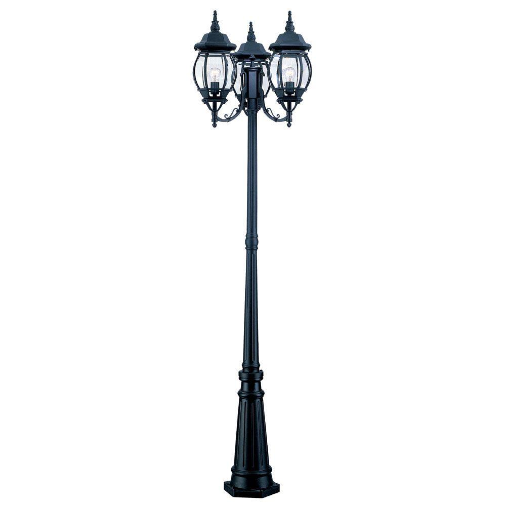 Acclaim Lighting Chateau 3-Head Matte Black Outdoor Surface-Mount Post ...
