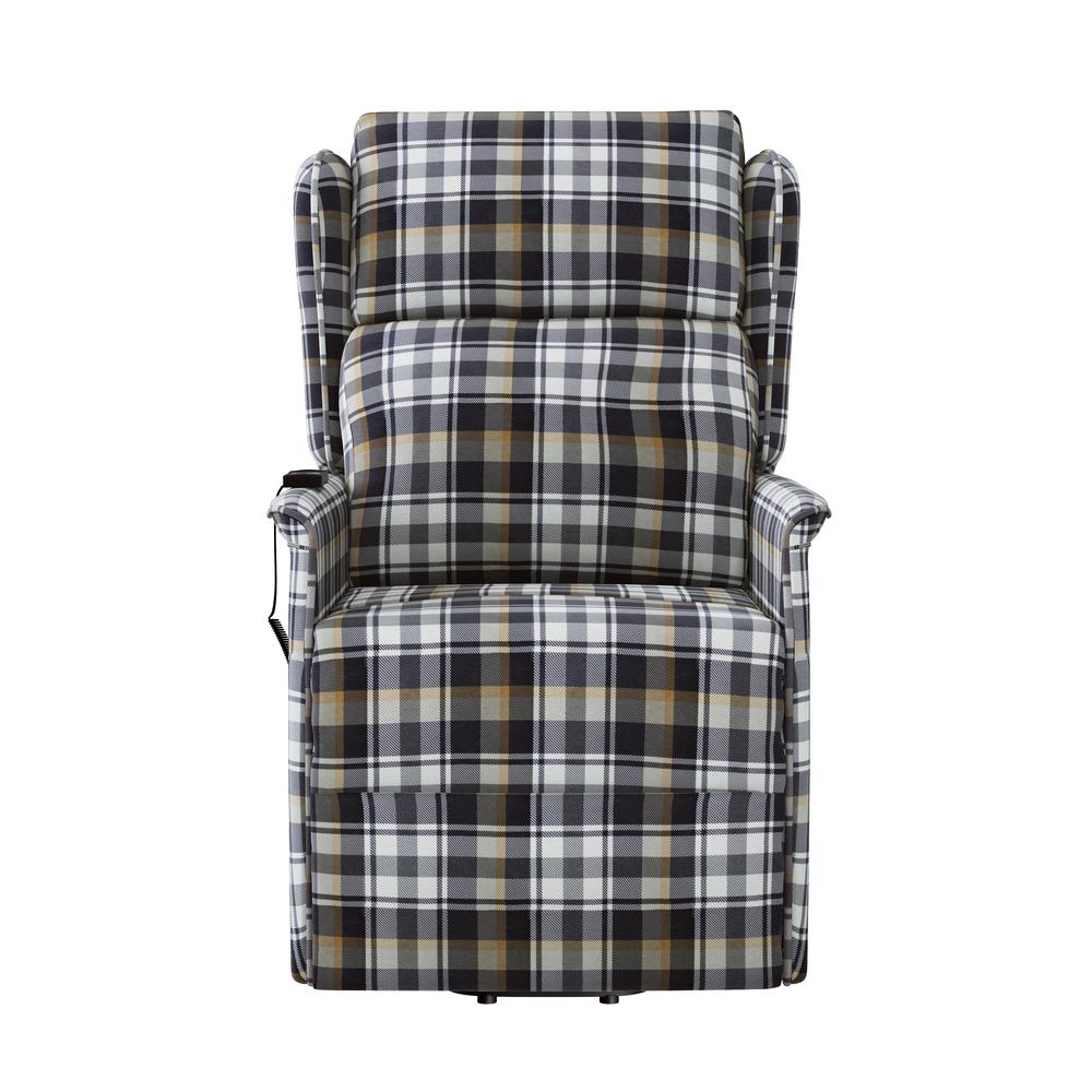 ProLounger Classic Black and Gray Plaid Wingback Power Recline and Lift ...