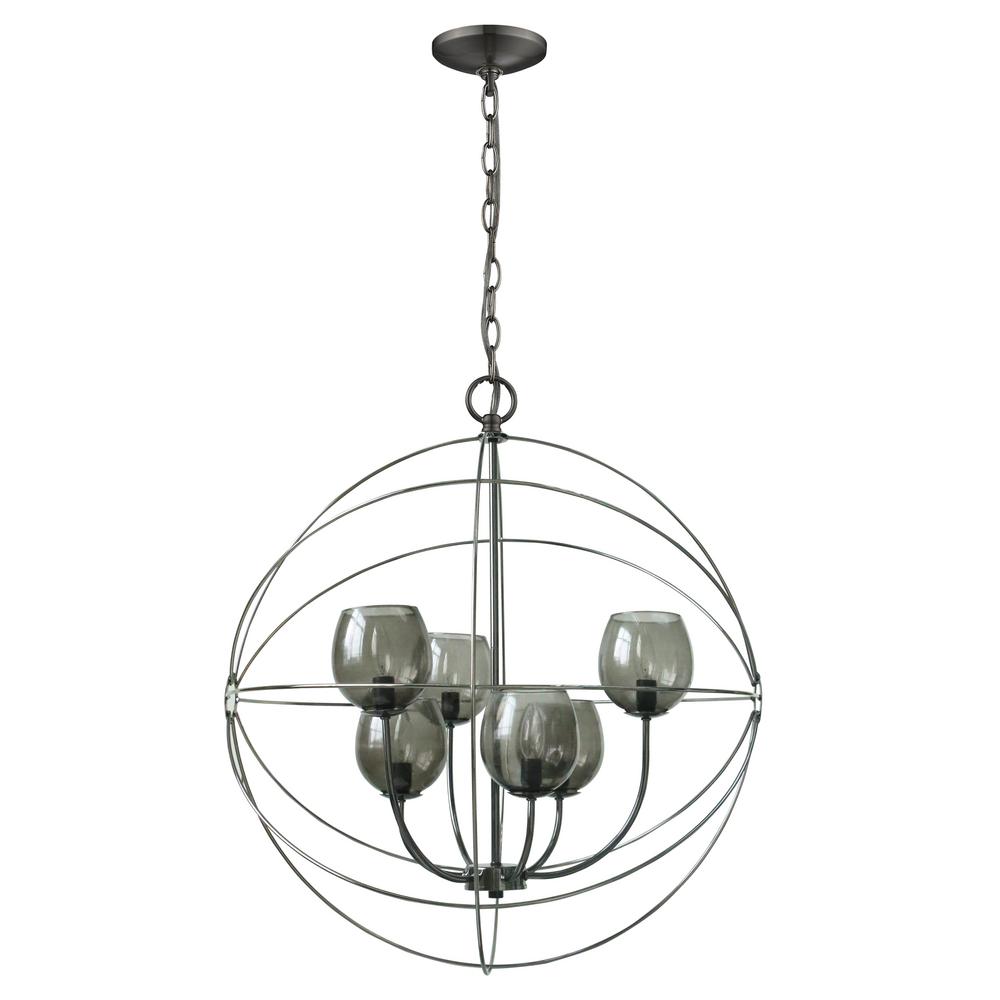 Yosemite Home Decor 6-Light Black Chrome Cristobal Chandelier with ...