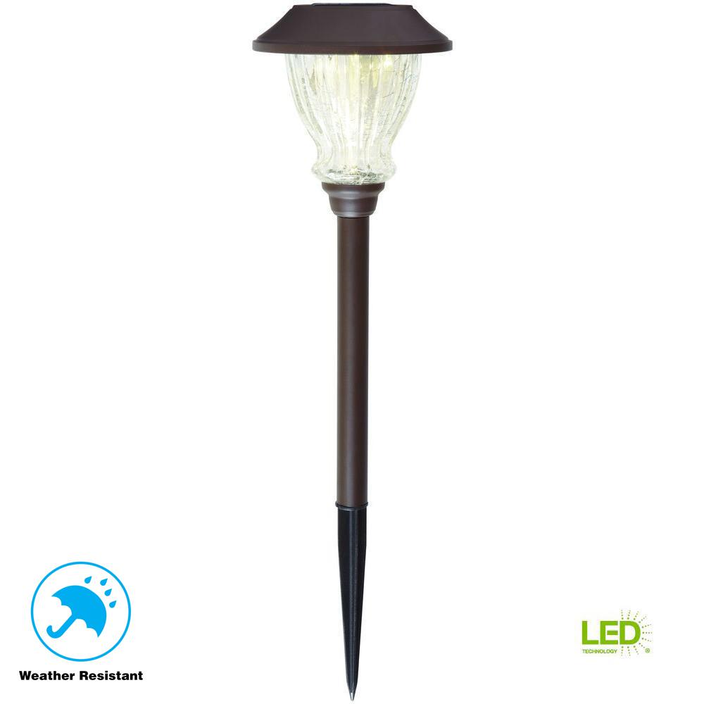 Hampton Bay Solar Bronze Outdoor Integrated LED 3000K 10-Lumens ...