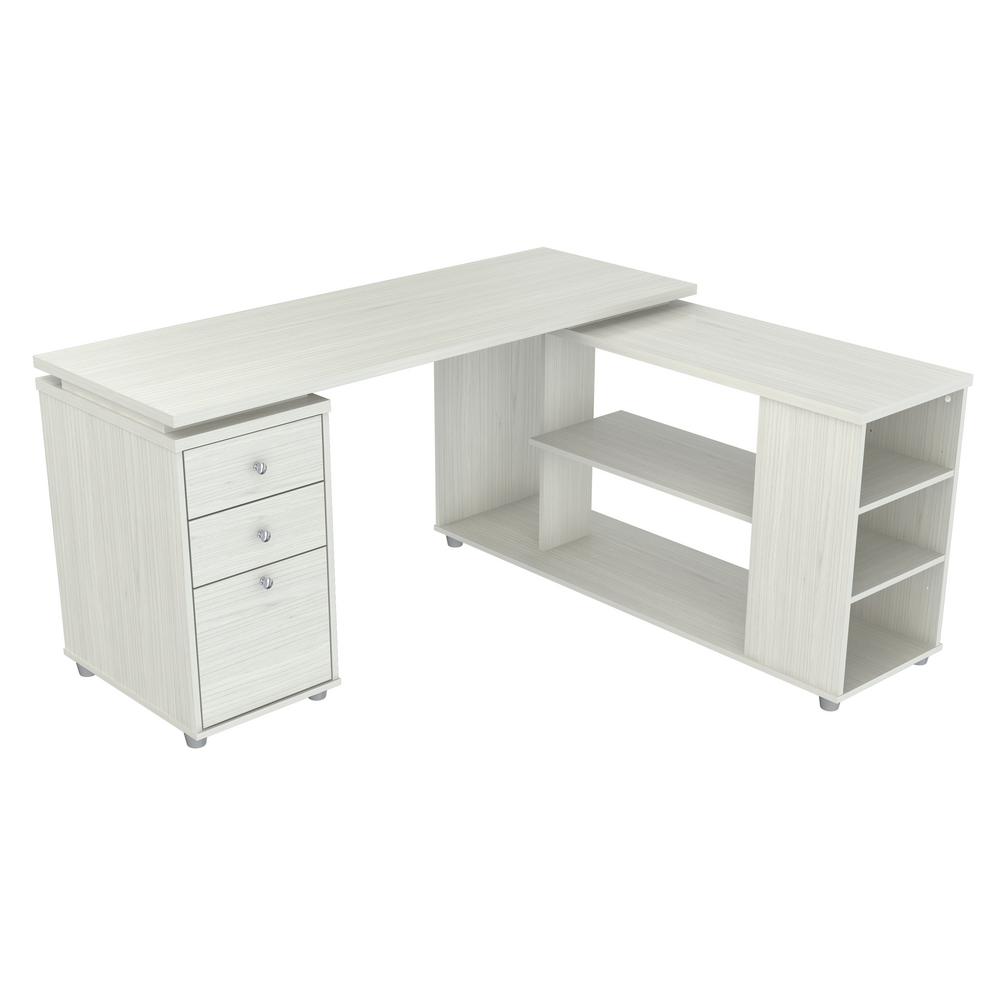 Inval 55 in. Washed Oak Rectangular 2 -Drawer Computer Desk with File ...