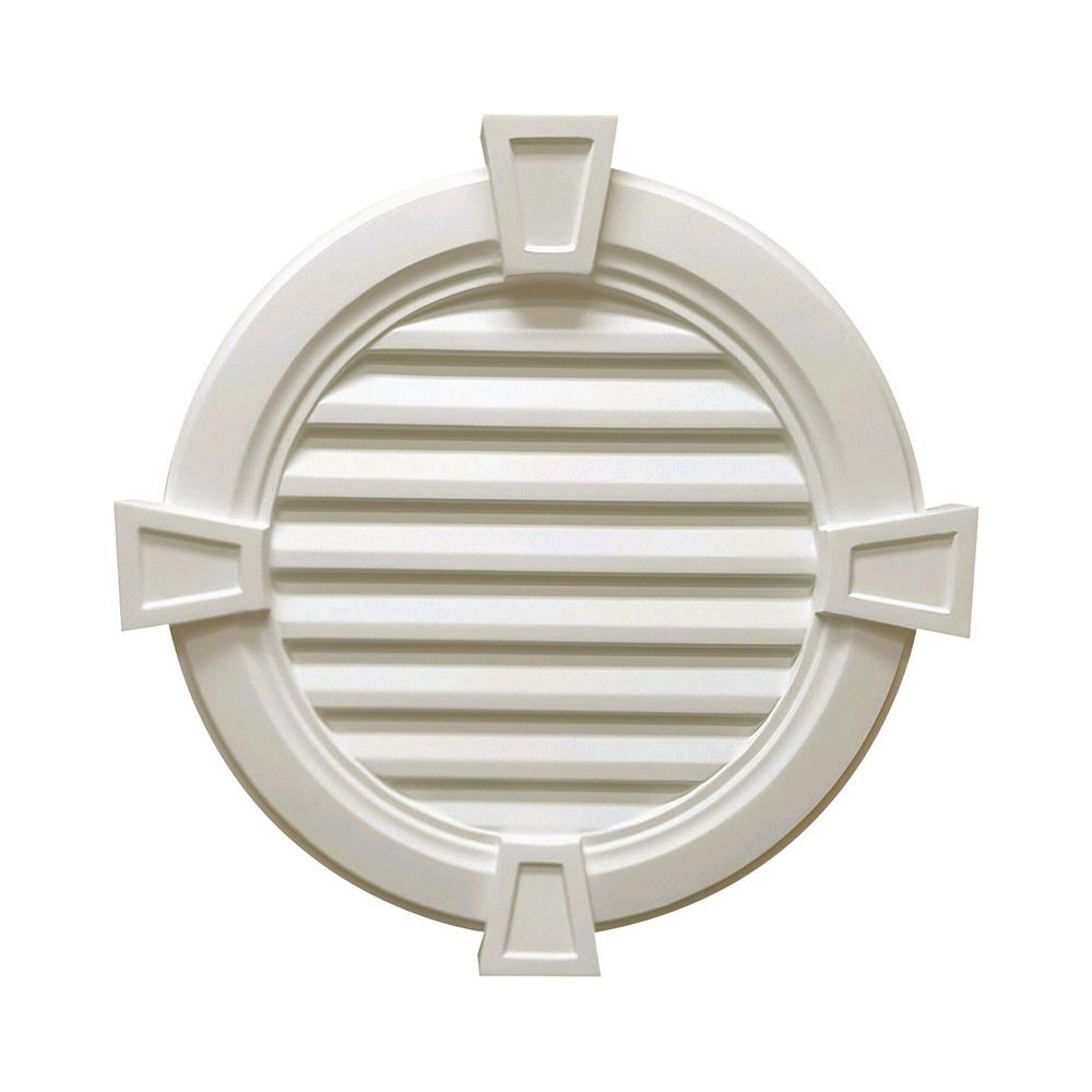 Fypon 36 in. x 18 in. x 2 in. Polyurethane Functional Half Round Louver ...