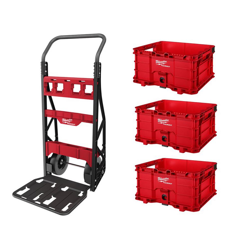 Milwaukee PACKOUT 20 in. 2-Wheel Utility Cart with Large Tool Box (2 ...