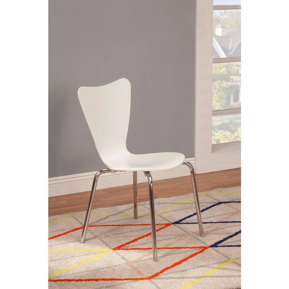 Legare Bent Plywood White Stack Chair with Chrome Plated Metal Legs ...