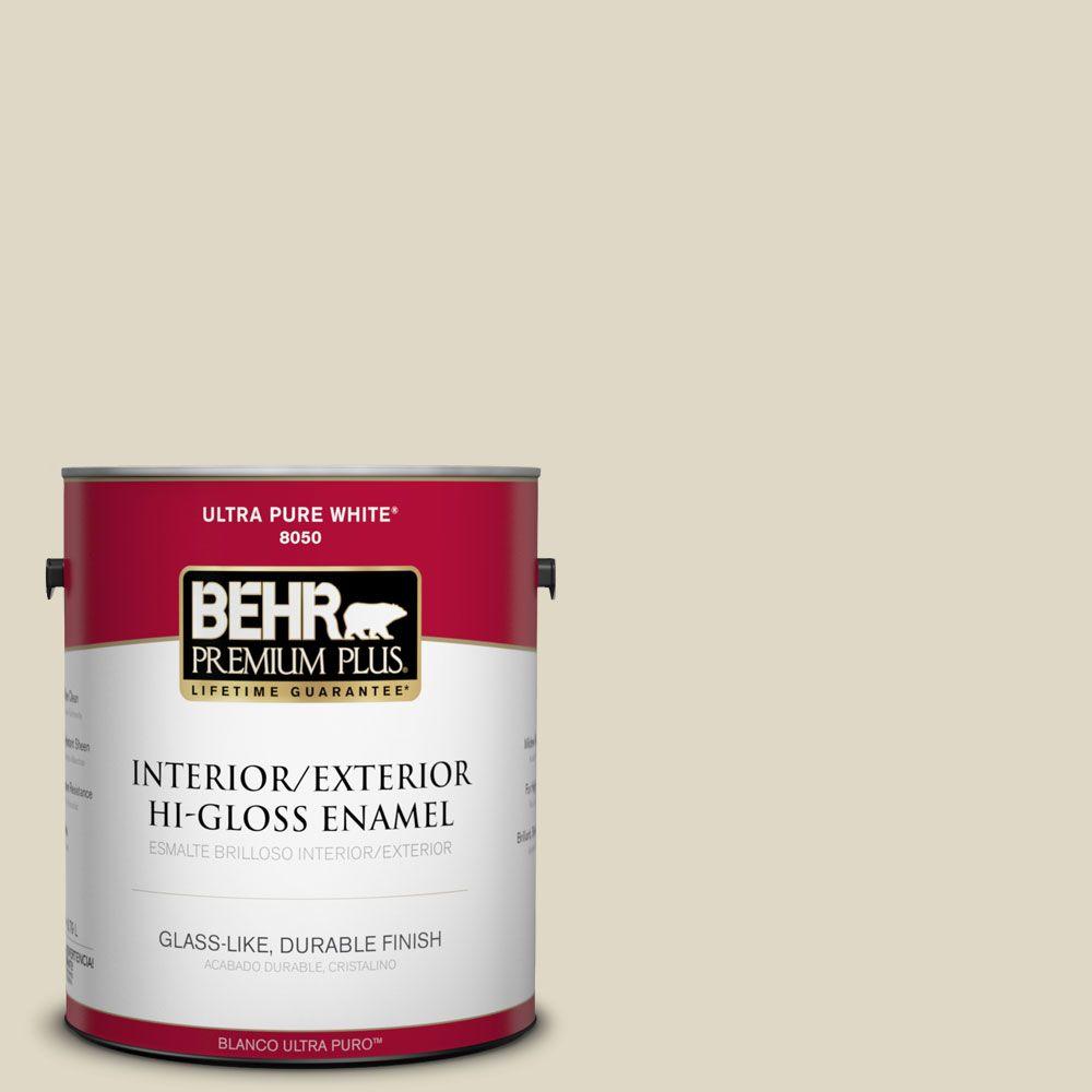 BEHR Premium Plus 5-gal. #YL-W13 Sentimental Beige Satin Enamel ... BEHR Premium Plus 5-gal. #YL-W13 Sentimental Beige Satin Enamel ...