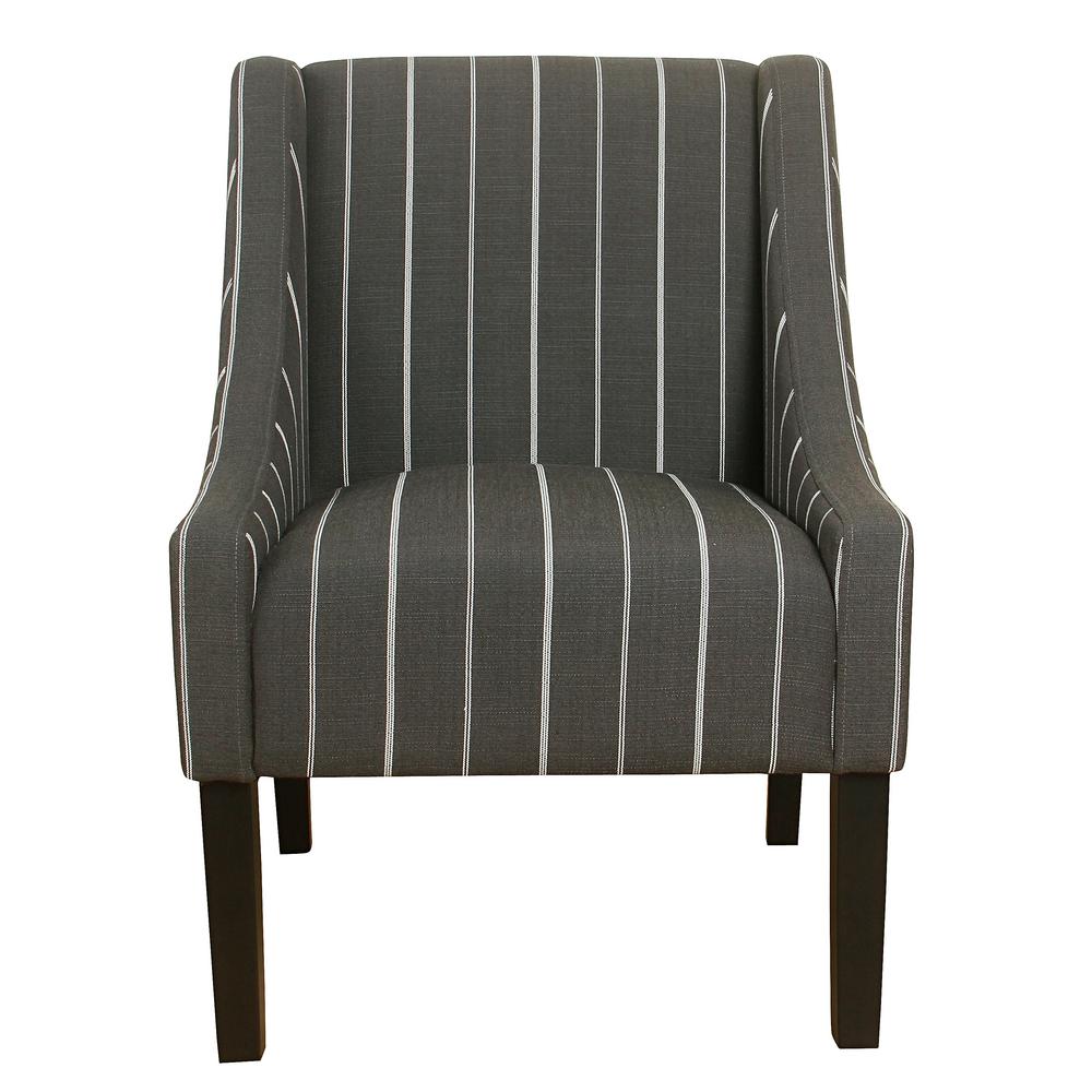Homepop Swoop Dark Charcoal Gray Striped Upholstery Accent Chair-K6908 ...