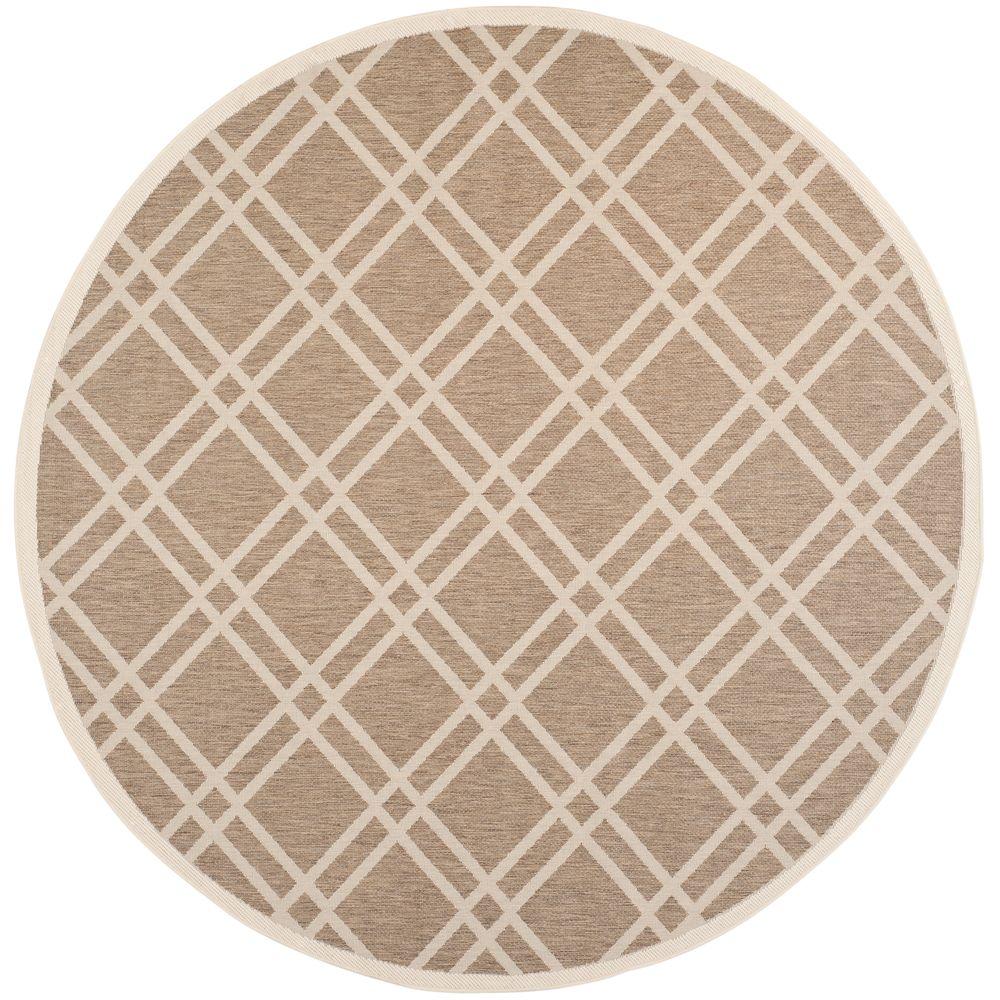 Safavieh Courtyard Brown/Natural 8 ft. x 8 ft. Indoor/Outdoor Round ...