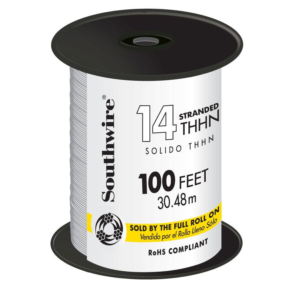 Southwire 100 ft. 14 White Stranded CU THHN Wire-22956784 - The Home Depot