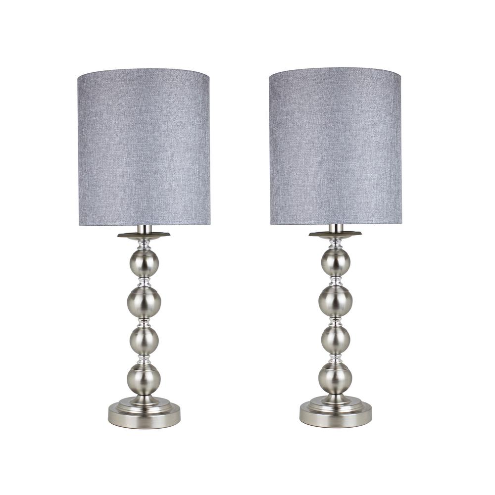 GRANDVIEW GALLERY 23.5 in. Brushed Nickel Table Lamps with Stacked ...