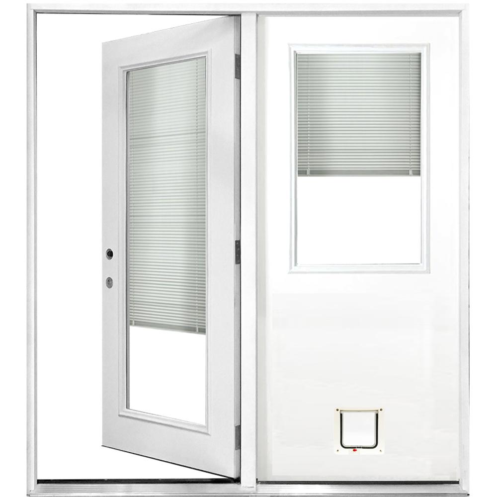 Steves & Sons 60 in. x 80 in. Clear Mini-Blind White Primed Prehung ...