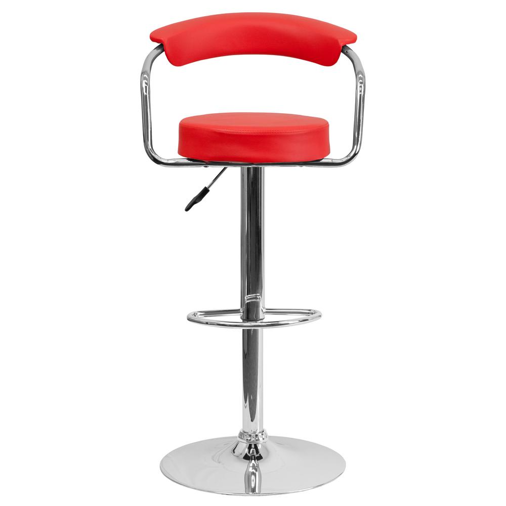 Flash Furniture 33.25 in. Adjustable Height Red Cushioned Bar Stool ...