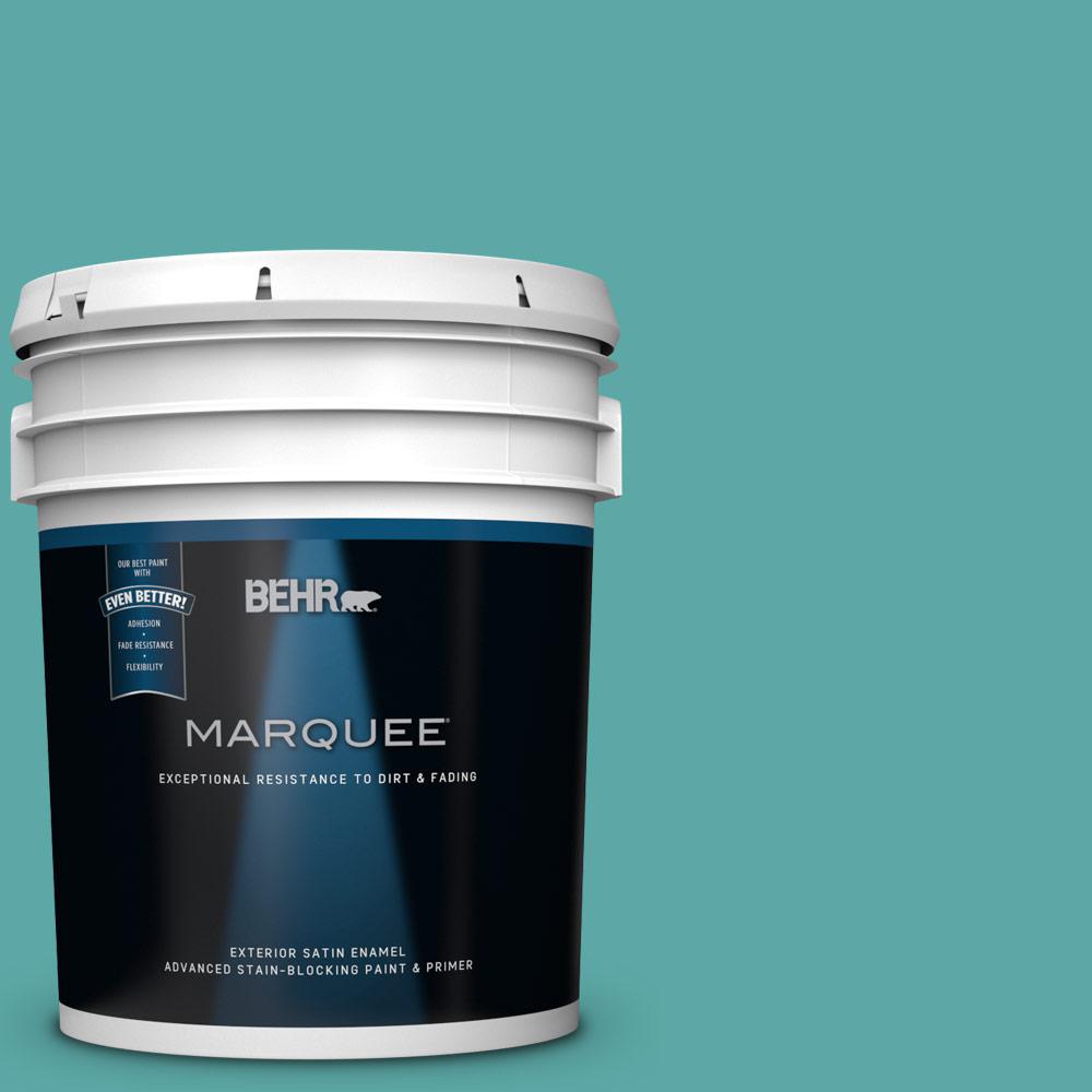 BEHR MARQUEE 5-gal. #500D-5 Teal Zeal Satin Enamel Exterior Paint ...
