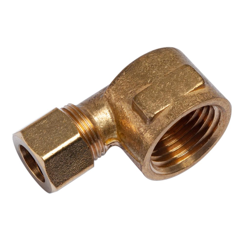 LTWFITTING 3/8 in. O.D. x 1/2 in. FIP Brass Compression 90-Degree Elbow ...
