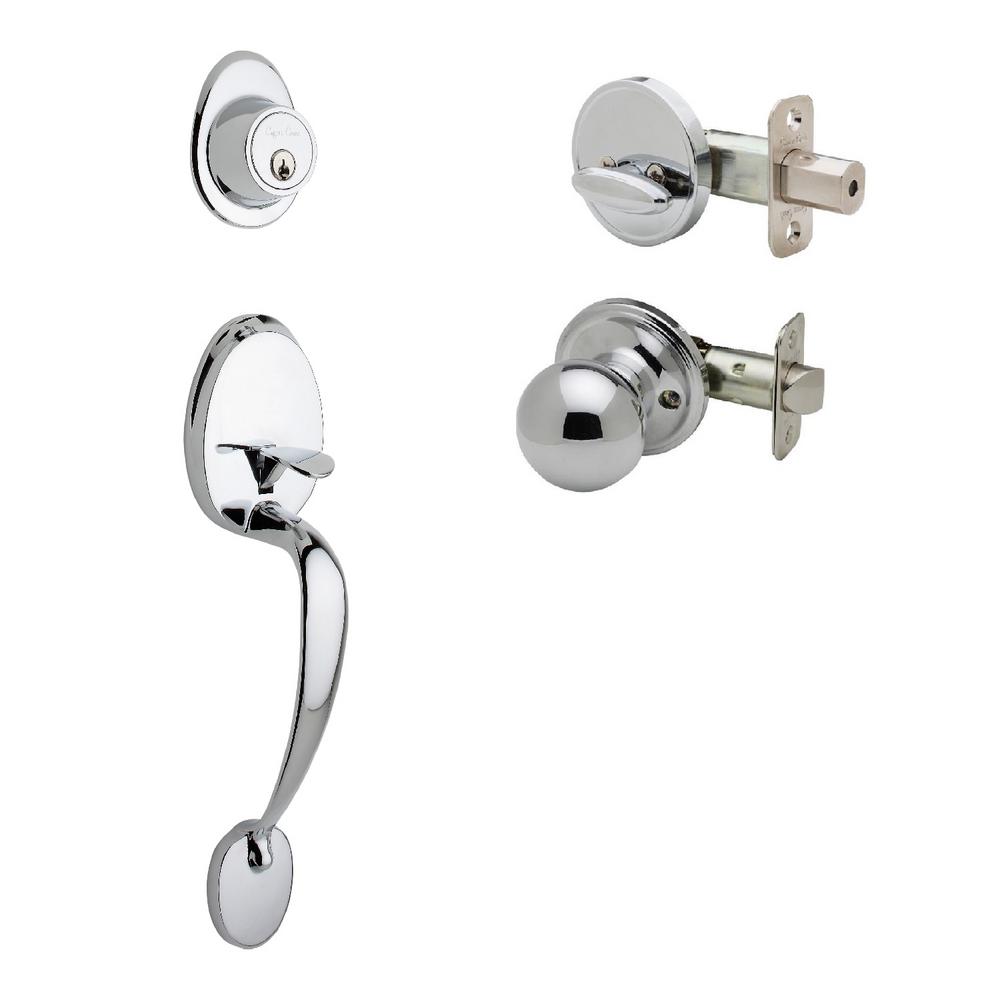 Copper Creek Colonial Polished Stainless Door Handleset and Ball Knob ...