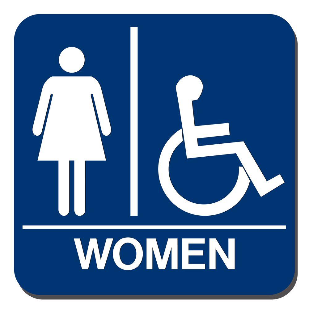 Lynch Sign 8 in. x 8 in. Blue Plastic with Braille Restroom Sign-UNI-18 ...