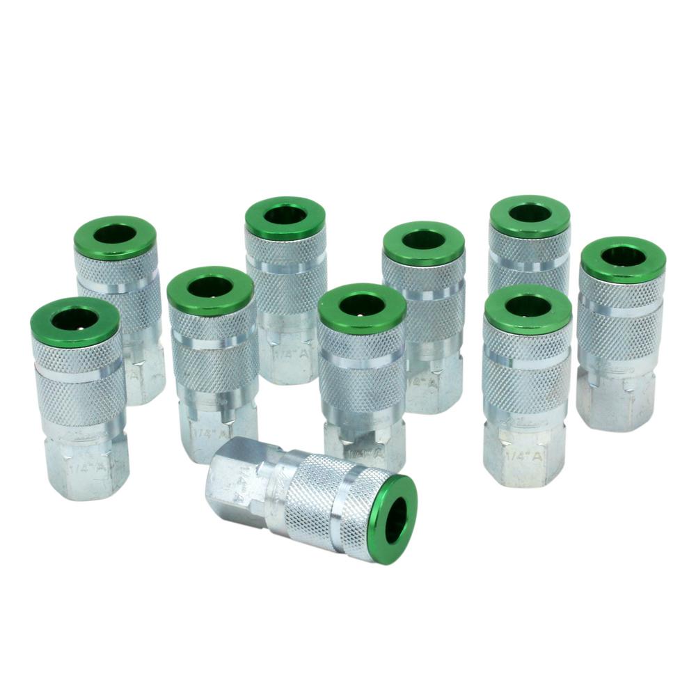 Milton 775 AC Pneumatic Couplers (A-Style, Green) - 1/4 in. NPT Female ...