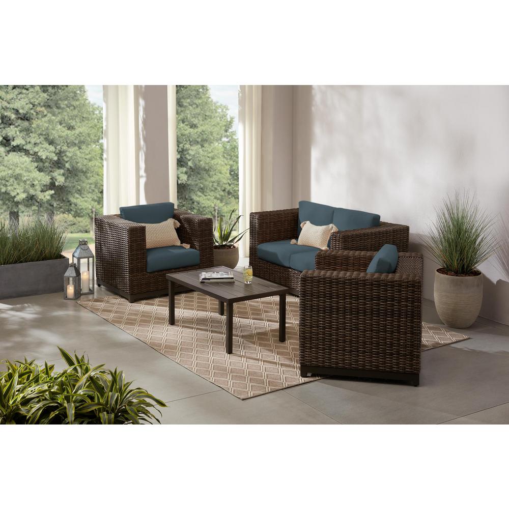 Hampton Bay Fernlake 4-Piece Taupe Wicker Outdoor Patio Deep Seating ...