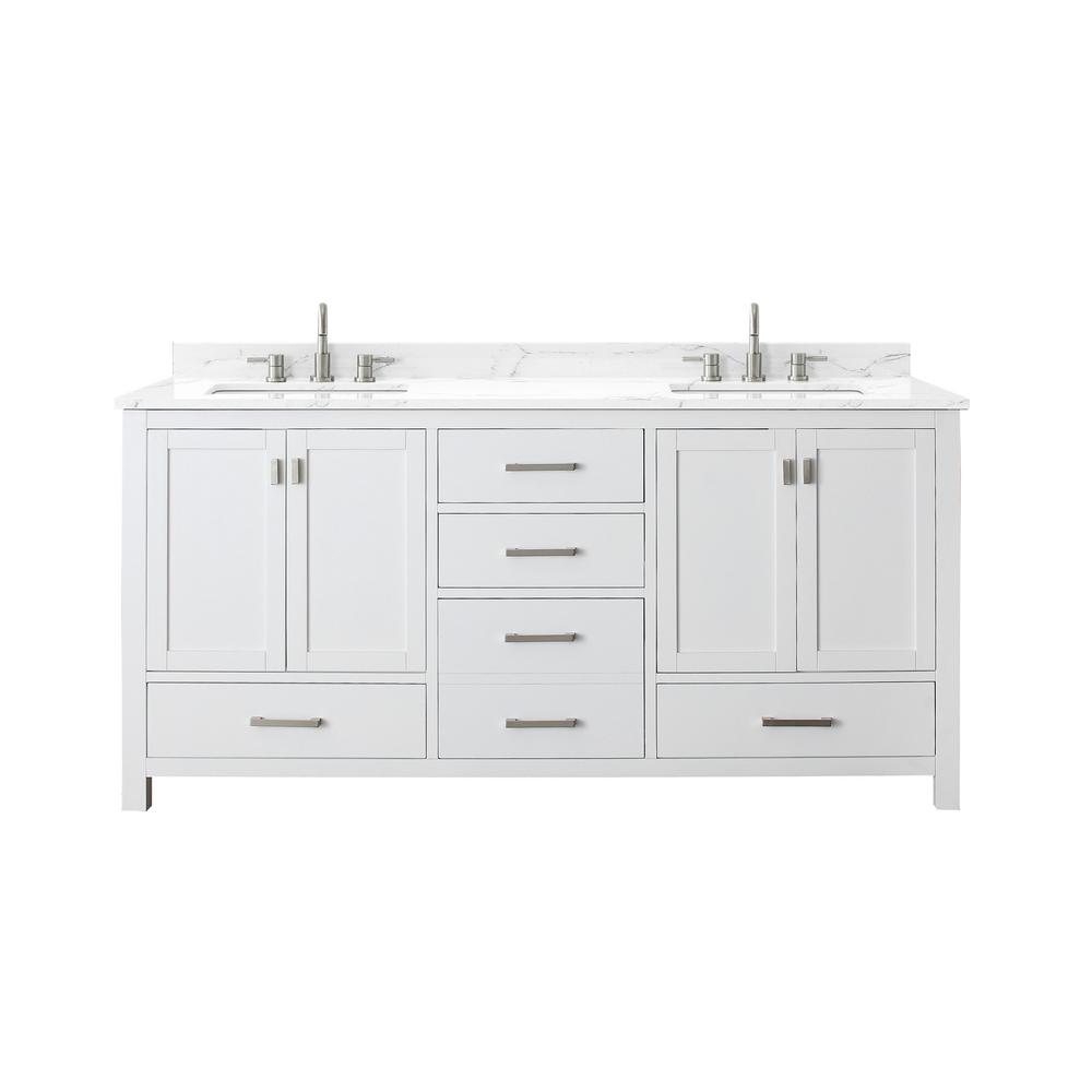 Avanity Modero 73 in. W x 22 in. D Bath Vanity in White with Engineered ...