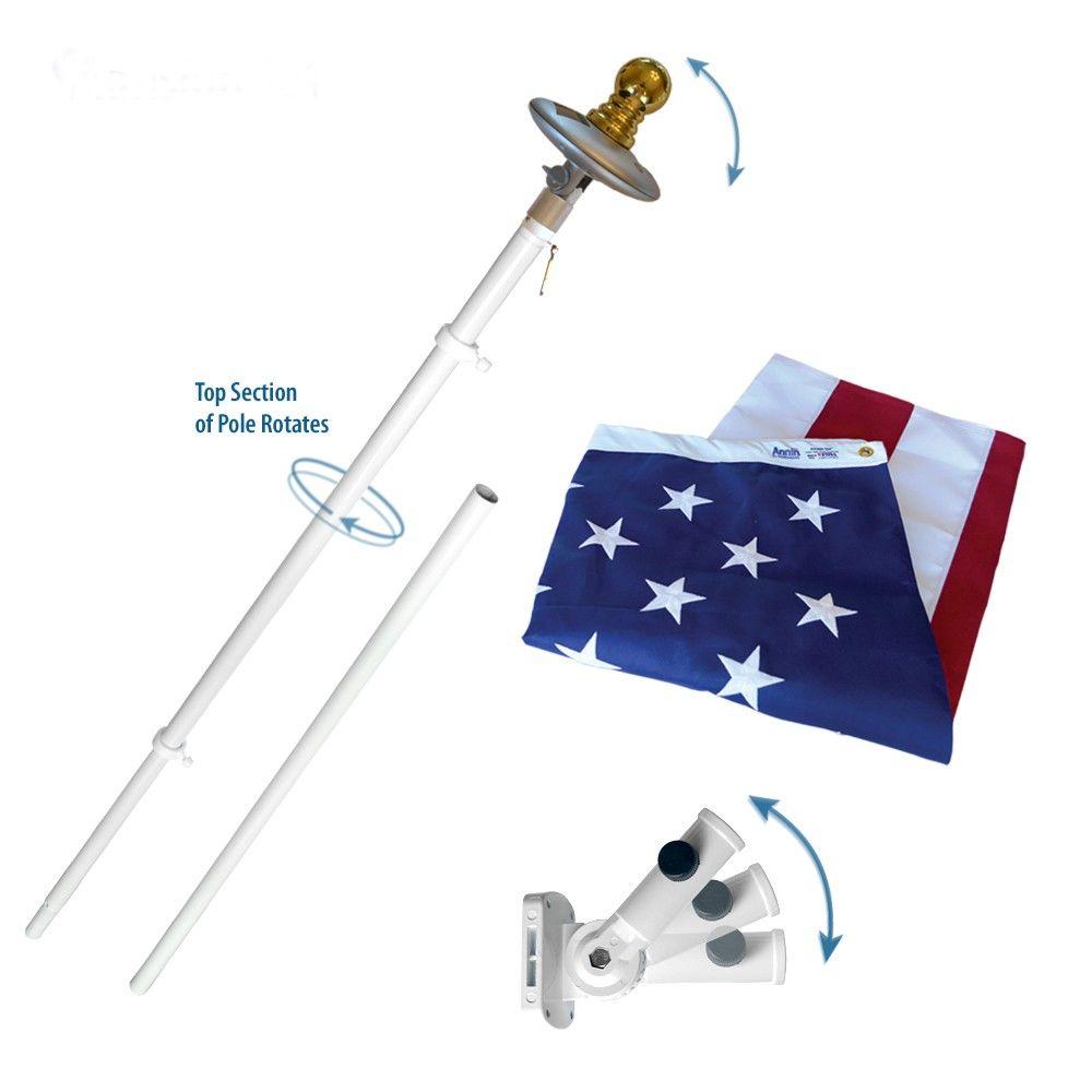 Annin Flagmakers 20 ft. White Fiberglass Flagpole with 4 ft. x 6 ft. U ...