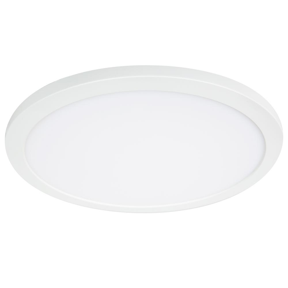 Maxxima 12 in. Round 1-Light White Integrated LED Flush Mount-MCL ...