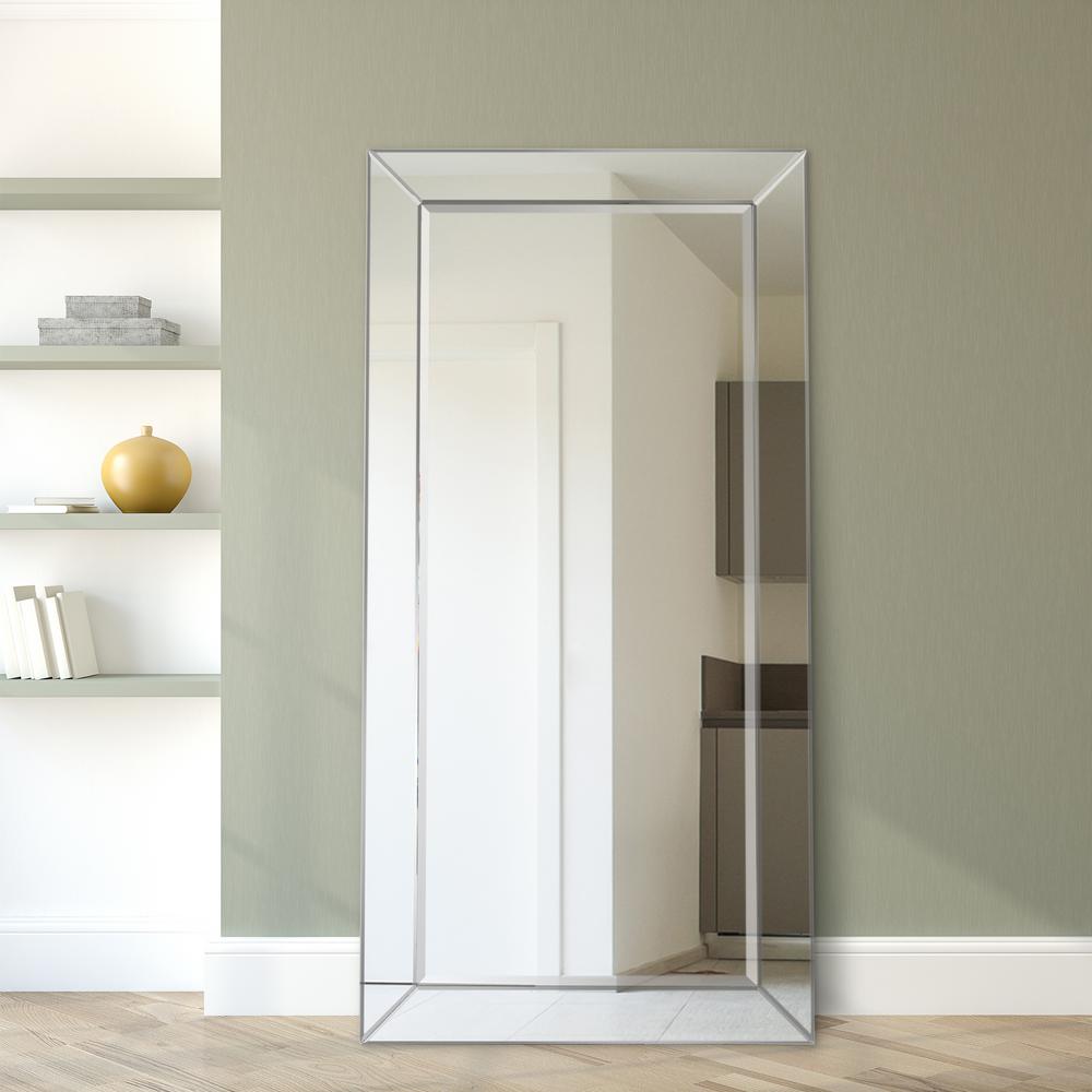 Oversized Rectangle Pewter Beveled Glass Modern Mirror 80 In H X 40 Oversized Rectangle Pewter Beveled Glass Modern Mirror 80 In H X 40