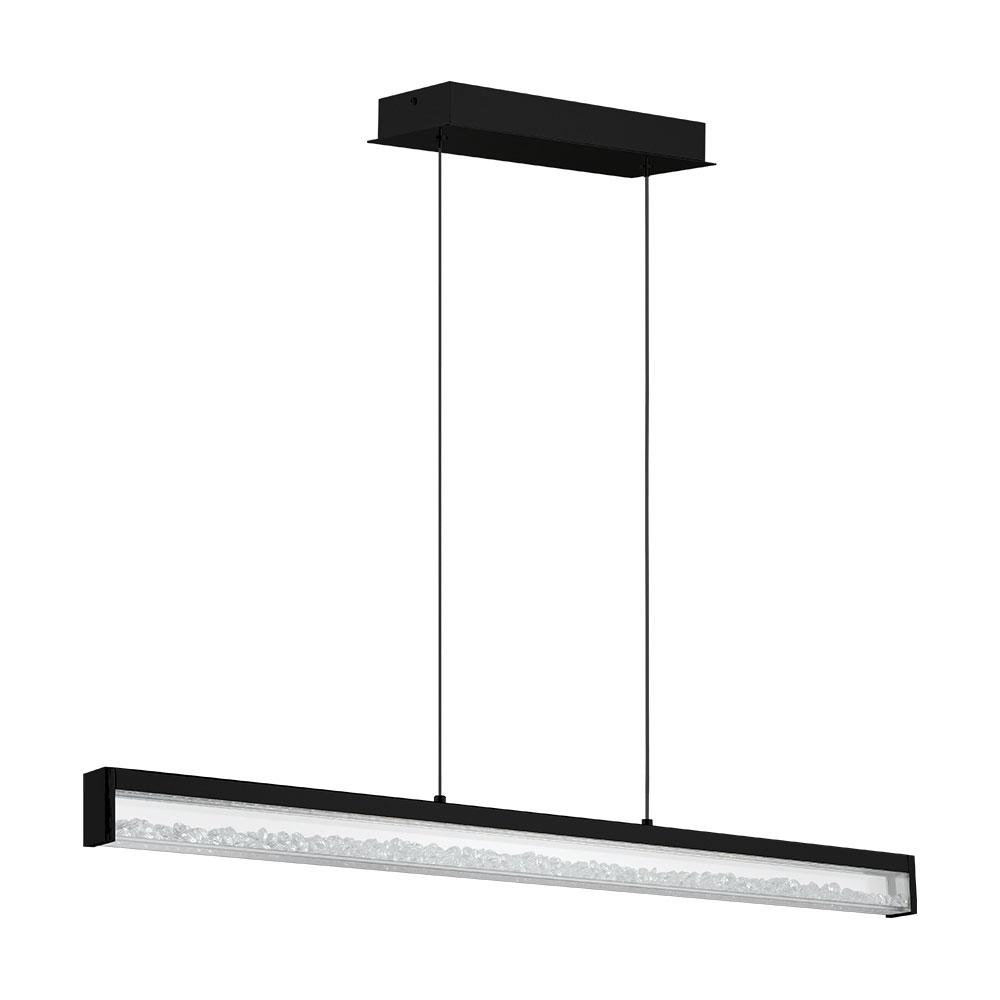 Eglo Cardito 31.7-Watt Integrated LED Matte Black Pendant with Clear ...