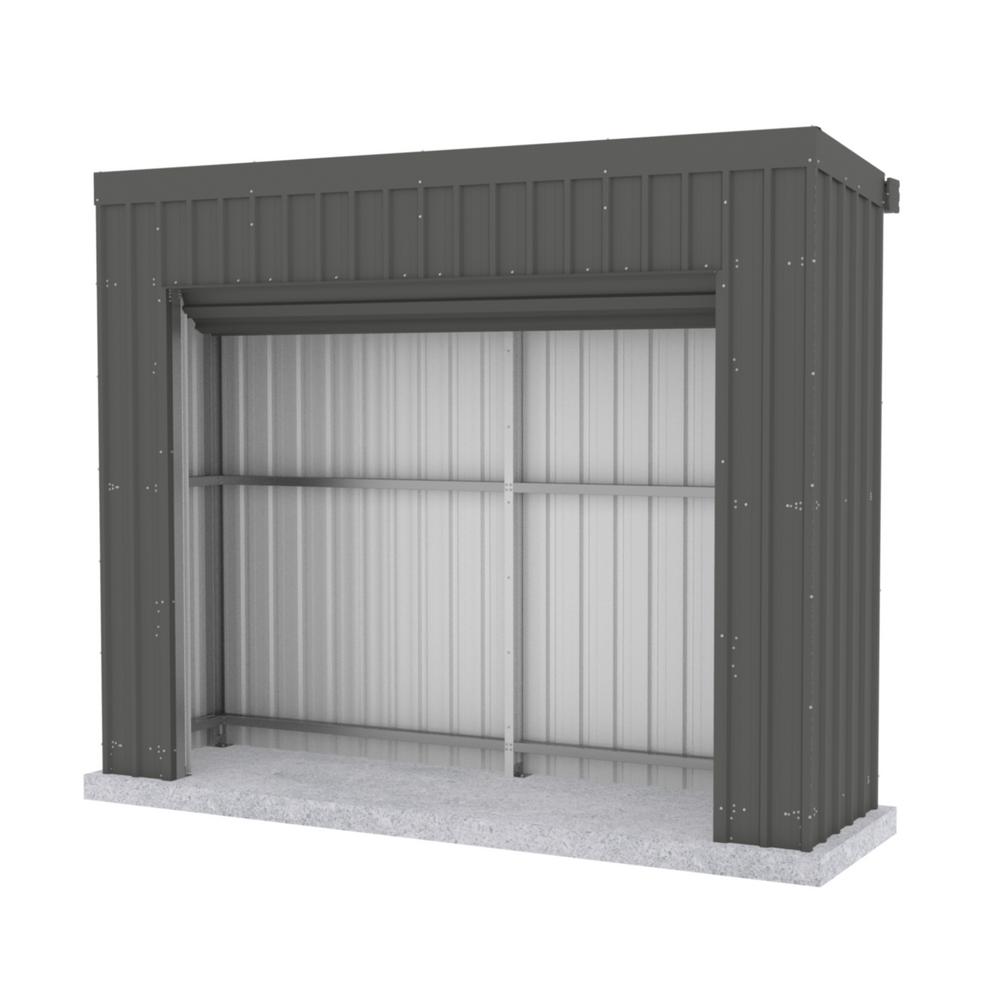 ABSCO Fortress 9.8 ft. x 2.5 ft. x 7.8 ft. Woodland Gray Metal Shed ...
