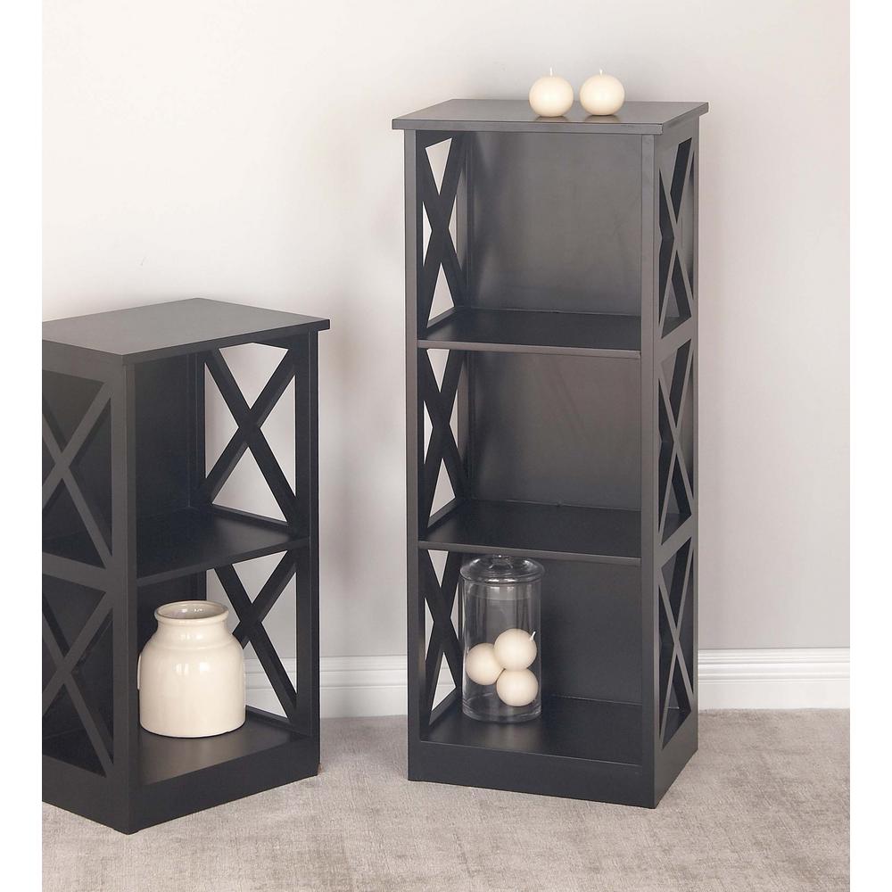Litton Lane Black Wooden Shelving Unit-62683 - The Home Depot