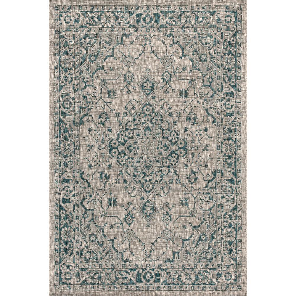 JONATHAN Y Rozetta Boho Medallion Gray/Teal 7 ft. 9 in. x 10 ft ...