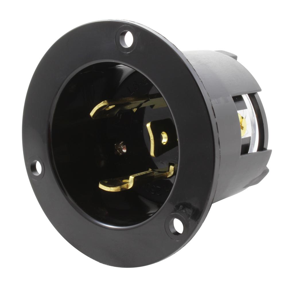 AC WORKS 30 Amp Locking 3-Prong 250-Volt NEMA L6-30P Flanged Power ...