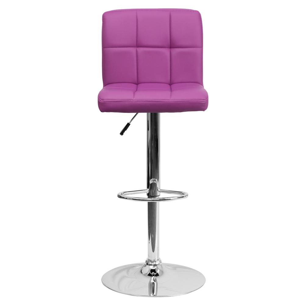 Flash Furniture 32 in. Adjustable Height Purple Cushioned Bar Stool ...