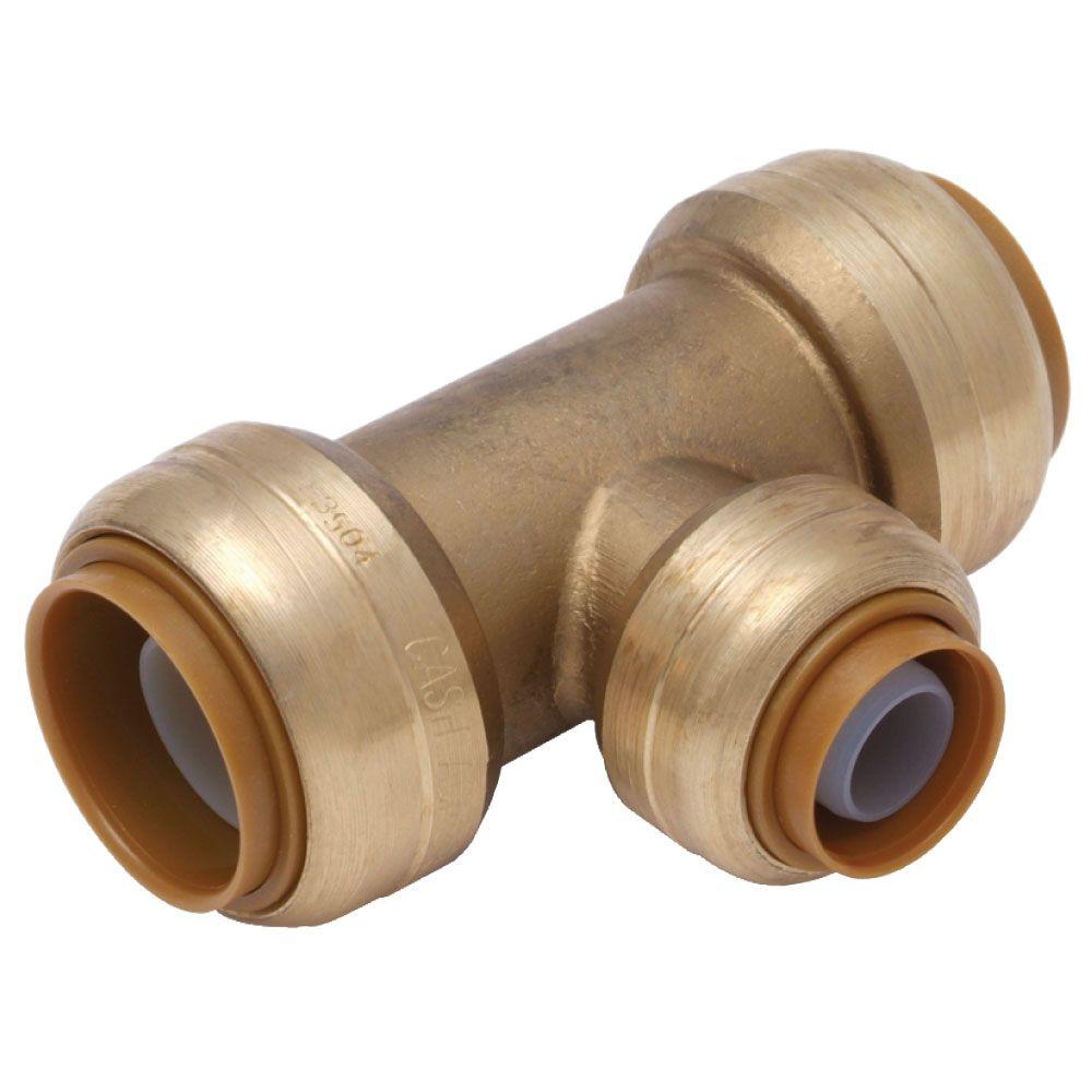 SharkBite 1 2 In X 1 2 In X 3 8 In Push to Connect Brass Reducer Tee