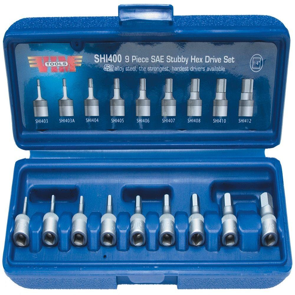 VIM Tools Stubby Hex Bit Set (9-Piece)-VIMSHI400 - The Home Depot