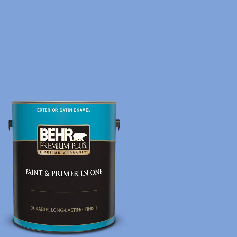 BEHR PREMIUM PLUS 1 gal. #P530-4 Periwinkle Satin Enamel Exterior Paint ...