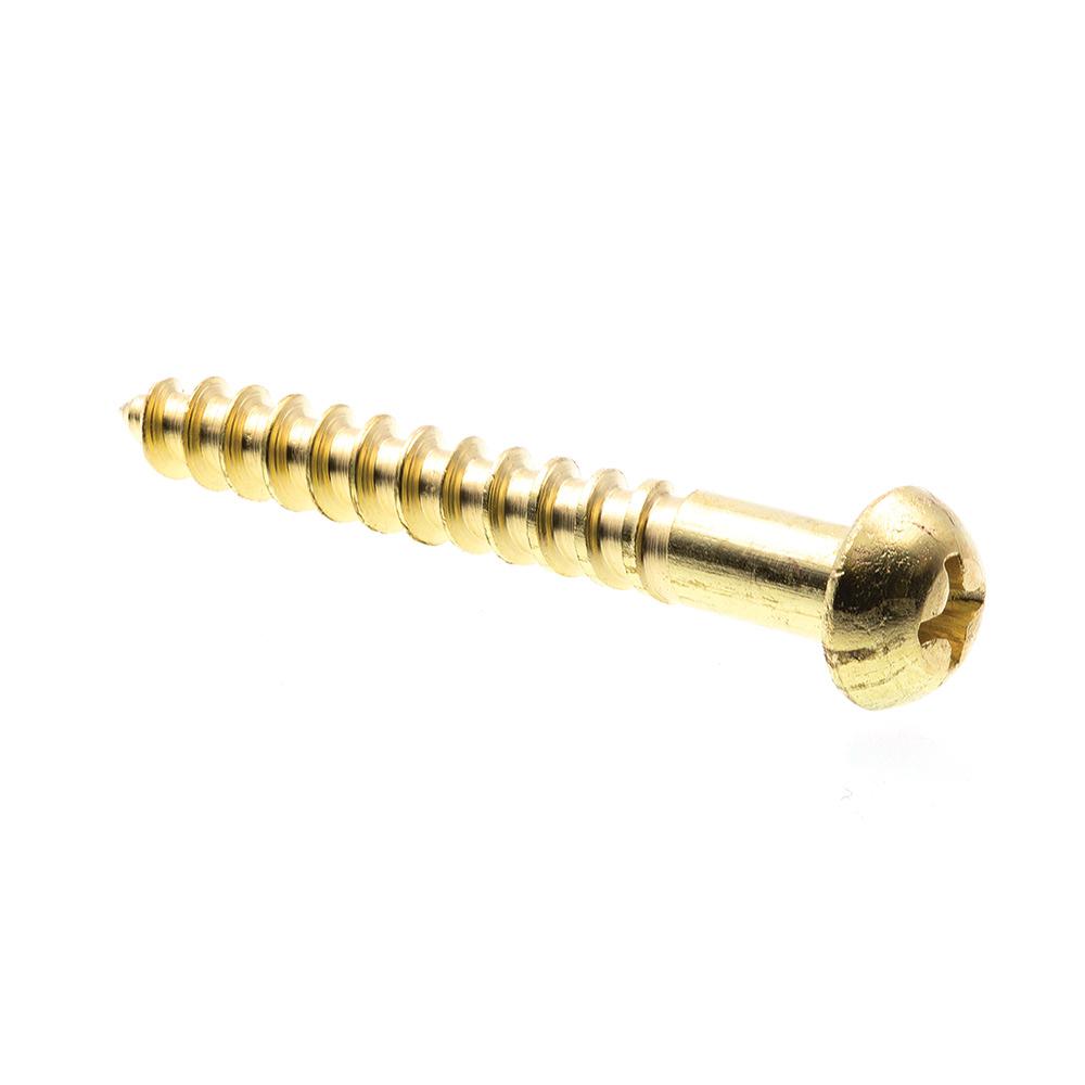 Prime-Line #10 x 1-1/2 in. Solid Brass Phillips Drive Round Head Wood Screws (15-Pack)-9208373 ...