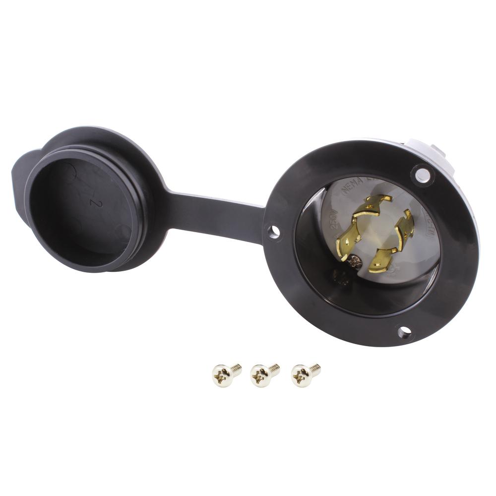 AC WORKS 20 Amp Locking 3-Prong 125-Volt NEMA L5-20P Flanged Power ...