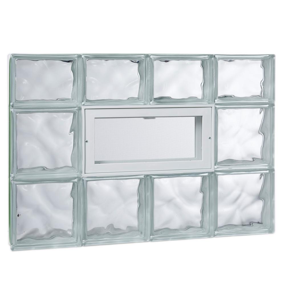 TAFCO WINDOWS 31 in. x 21.25 in. x 3.125 in. Wave Pattern Glass Block ... TAFCO WINDOWS 31 in. x 21.25 in. x 3.125 in. Wave Pattern Glass Block ...