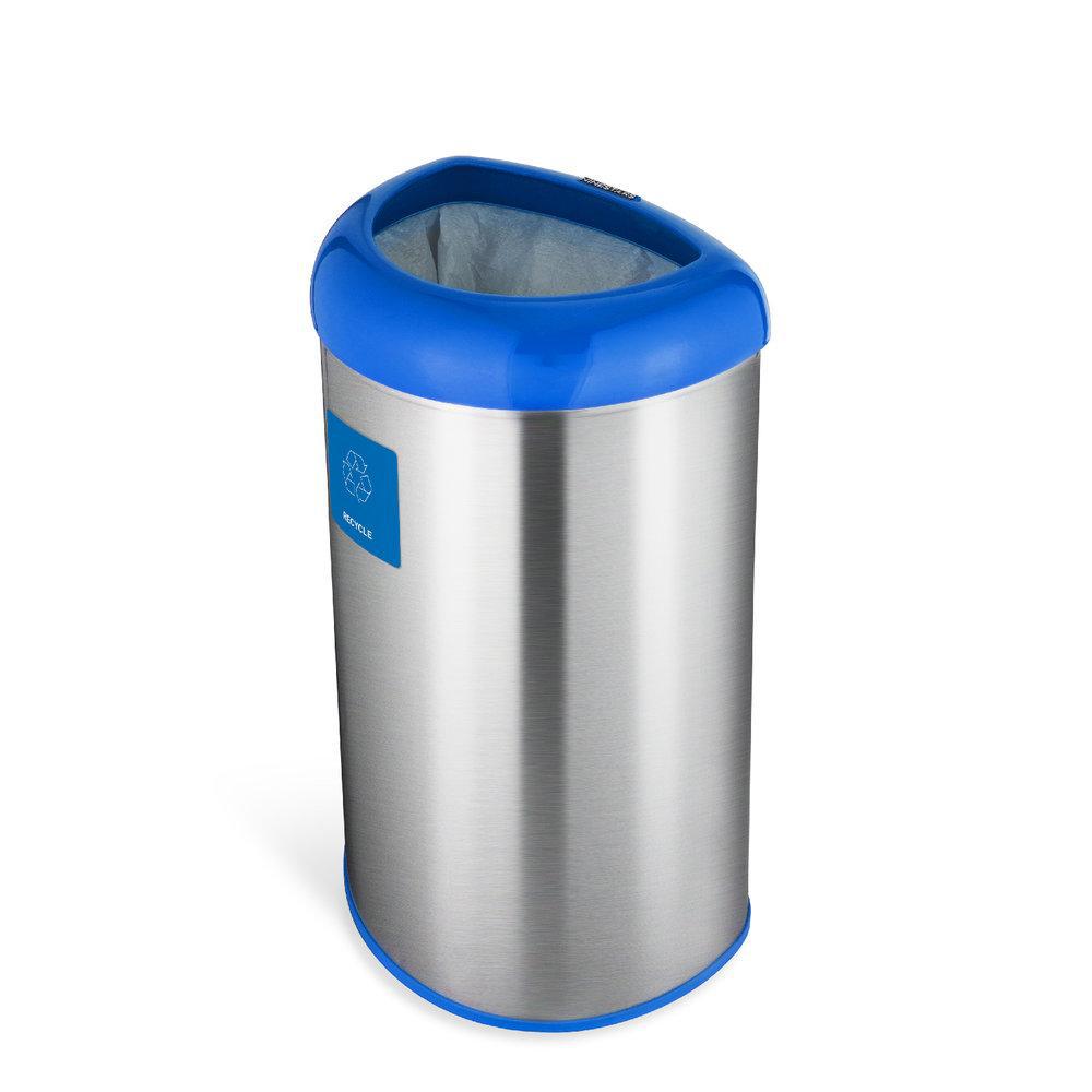NINESTARS 13 Gal. Blue Open Top Lid Stainless Steel Trash Can-OTT-50 ...