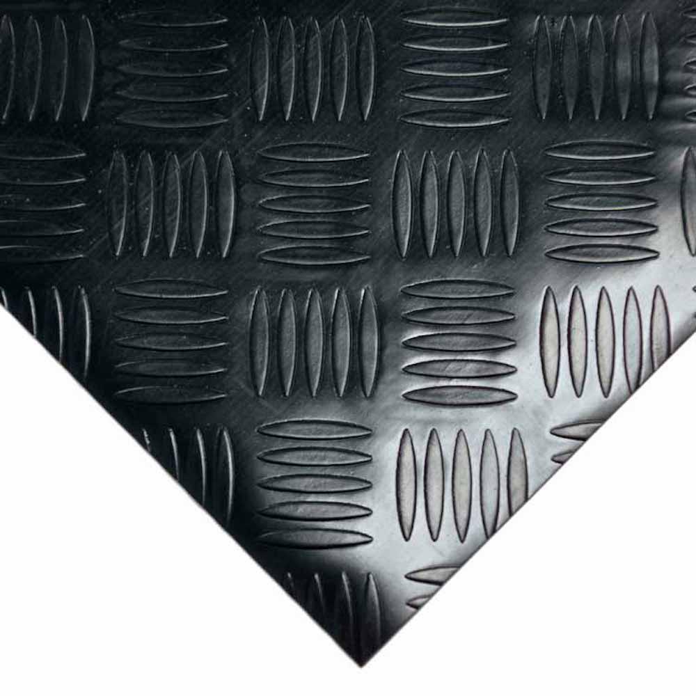Rubber Cal Diamond Grip 4 Ft X 6 Ft Black Commercial Pvc Flooring 03