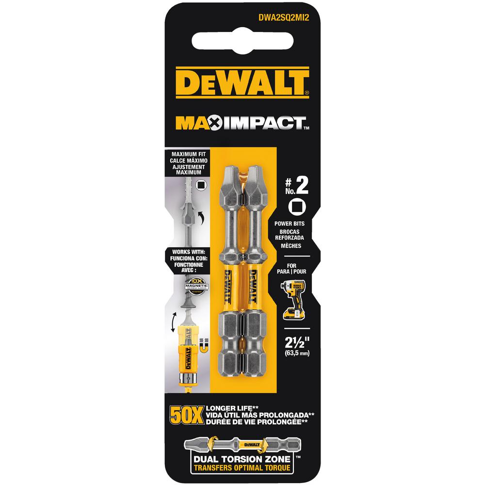 DEWALT MAX Impact 2-1/2 in. Square 2 Bit (2-Pieces)-DWA2SQ2MI2 - The ...