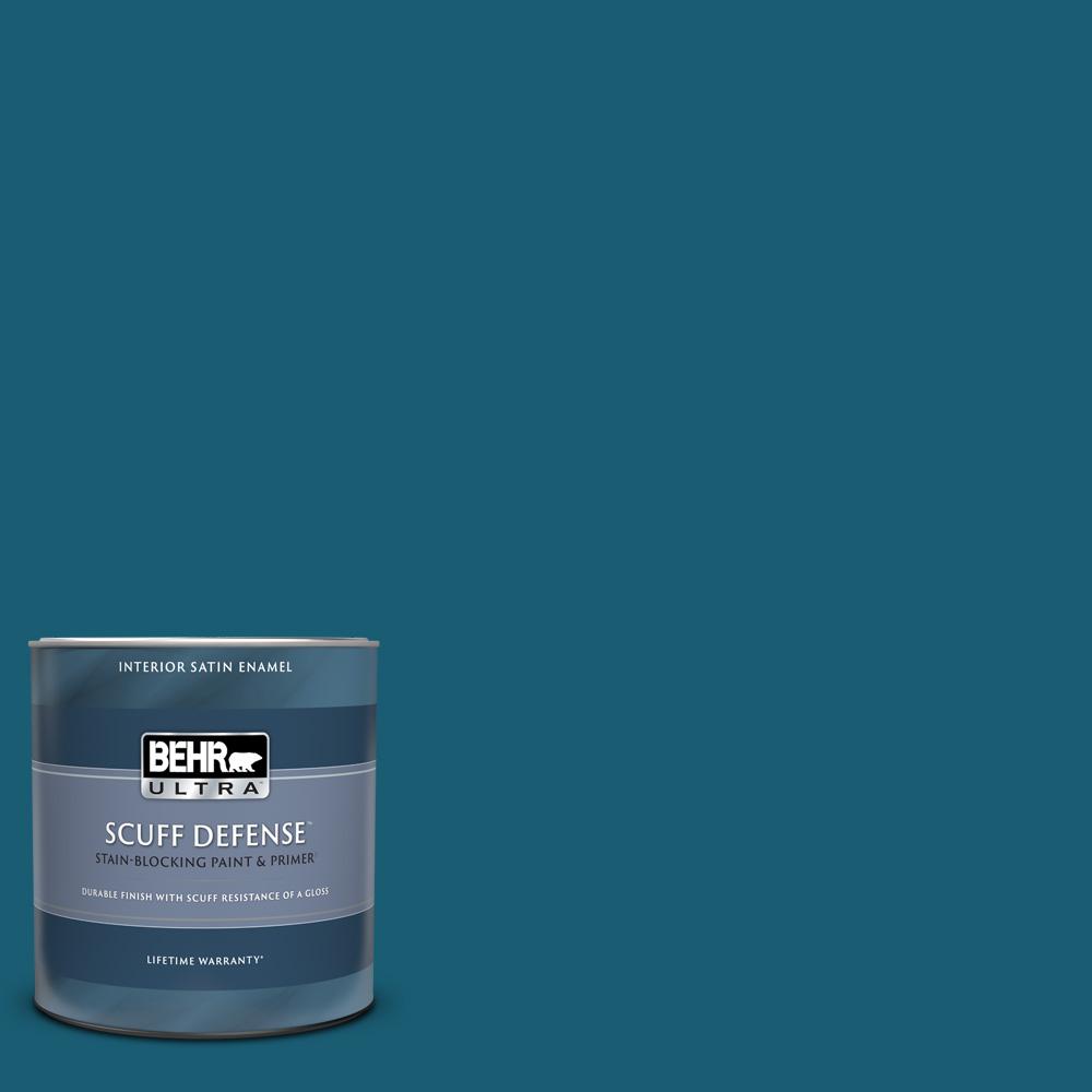 BEHR ULTRA 1 qt. #540D-7 Deep Blue Sea Extra Durable Satin Enamel ...