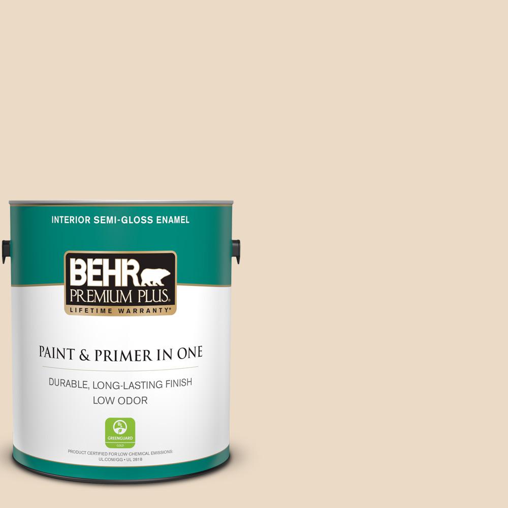 BEHR PREMIUM PLUS 1 gal. #YL-W06 Navajo White Semi-Gloss Enamel Low ... BEHR PREMIUM PLUS 1 gal. #YL-W06 Navajo White Semi-Gloss Enamel Low ...