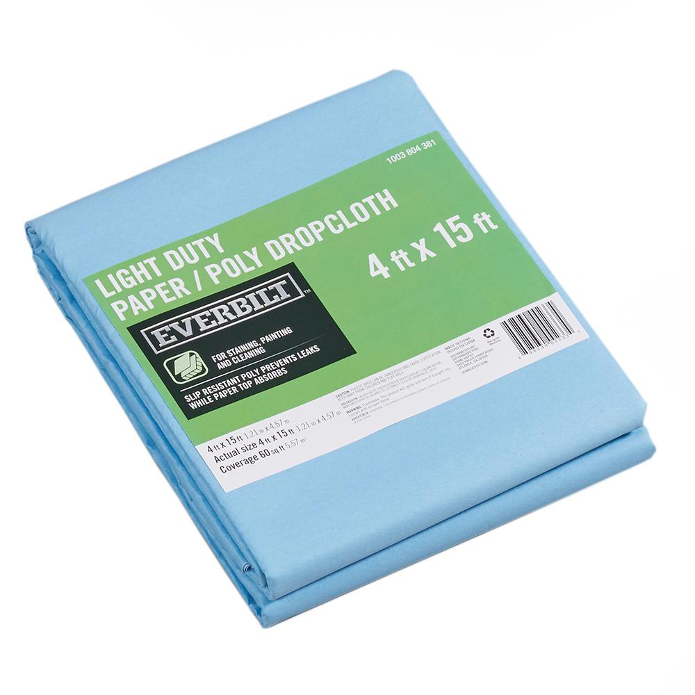 Everbilt 4 ft. x 15 ft. Slip Resistant Paper/Poly Drop Cloth-415NW ...