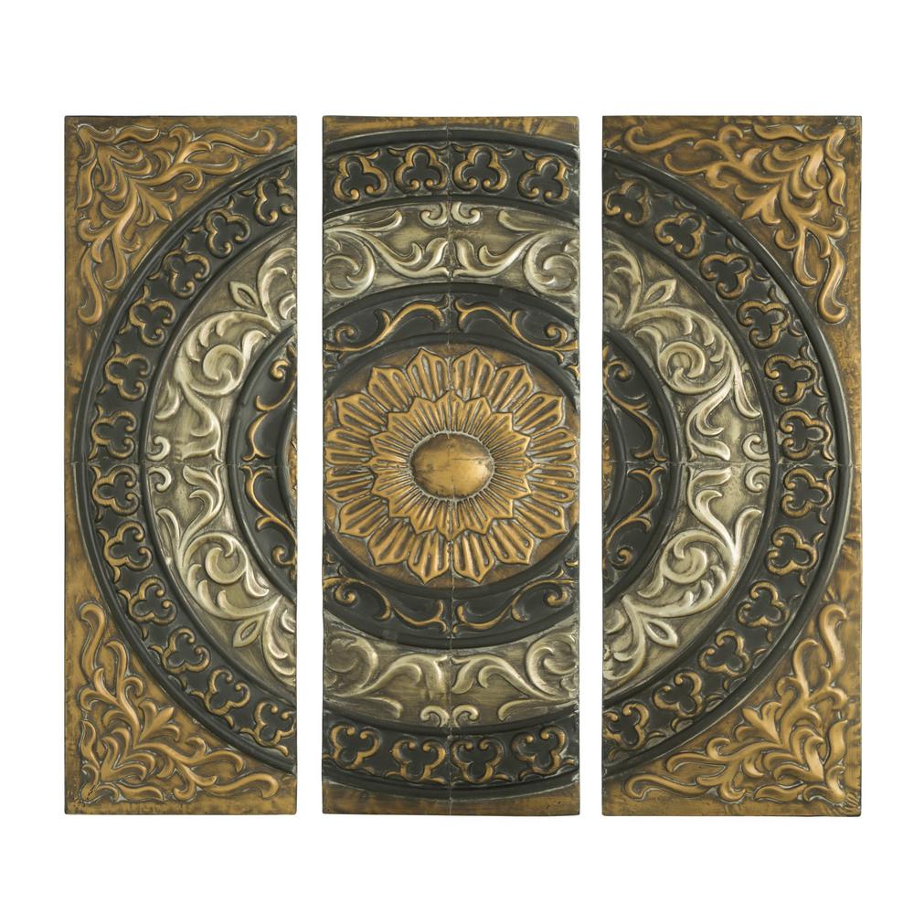 Classy Art Rustic Bronze Fleur di Lis Wall Tile Metal Mixed Media Wall ...