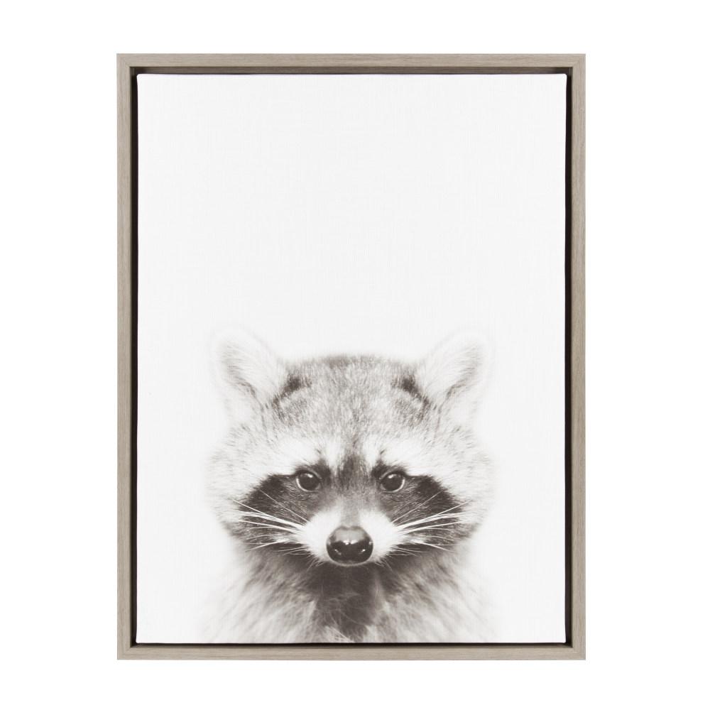 Kate and Laurel 24 in. x 18 in. "Raccoon" by Tai Prints Framed Canvas ...