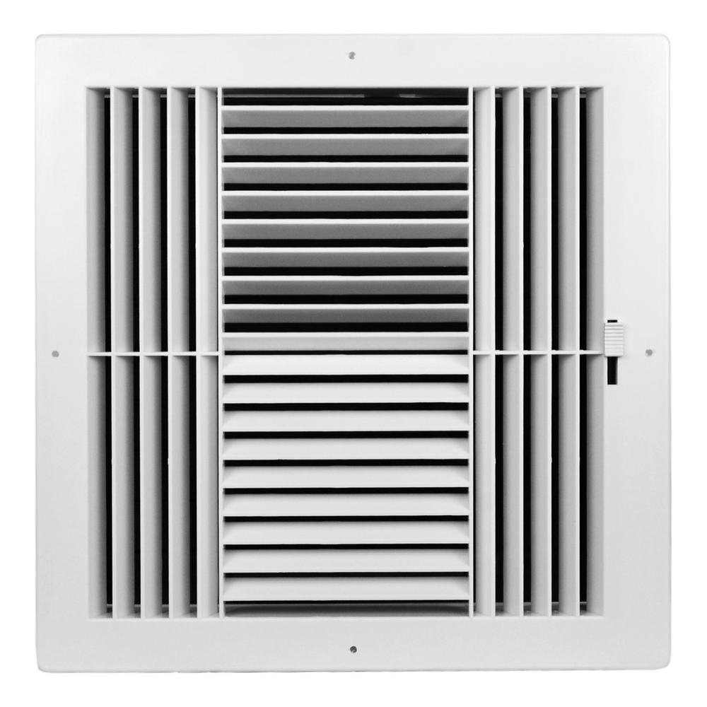 Venti Air 12 in x 12 in White Plastic Square 4 Way Supply Register for ...
