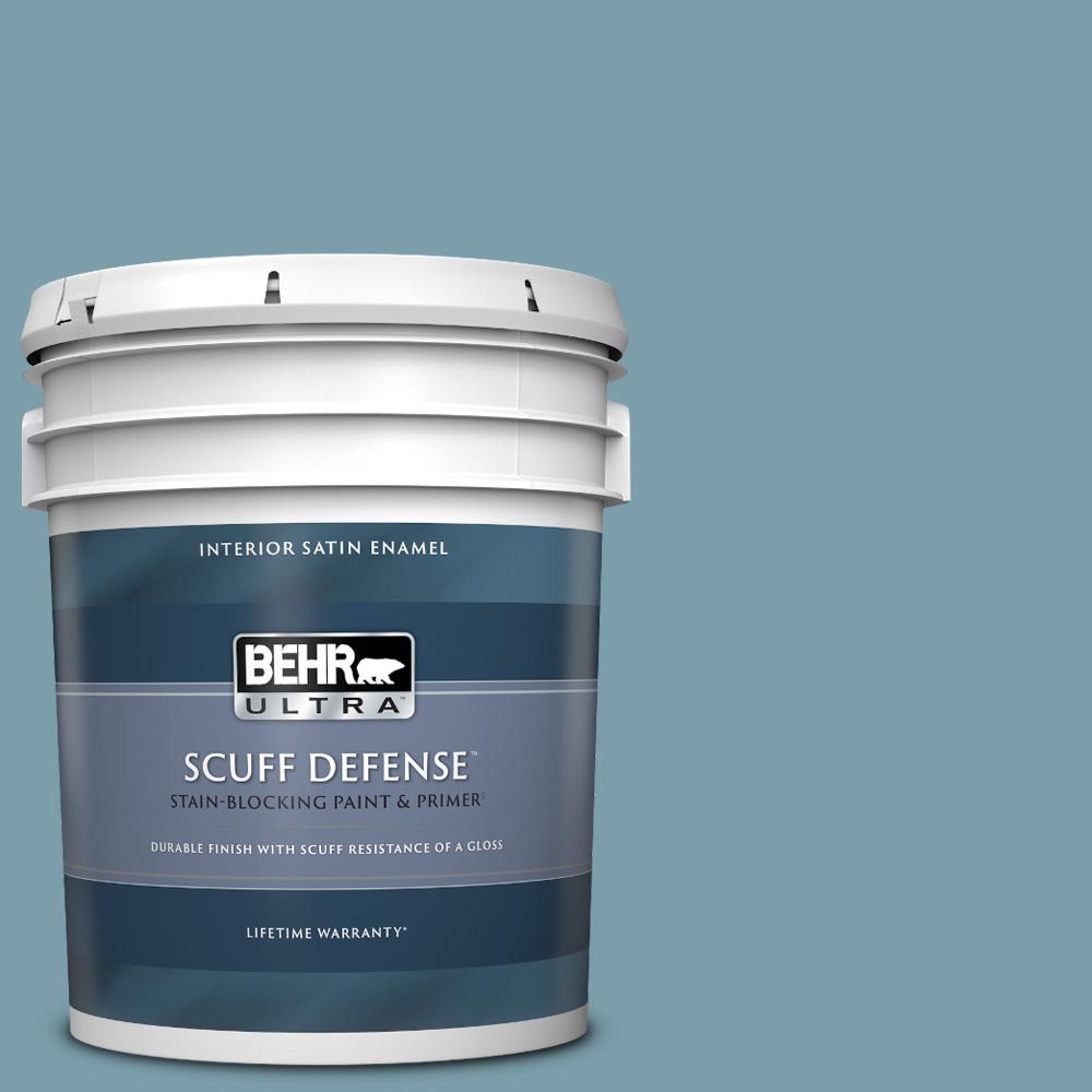 BEHR ULTRA 5 gal. #S470-4 Dolphin Blue Extra Durable Satin Enamel ...
